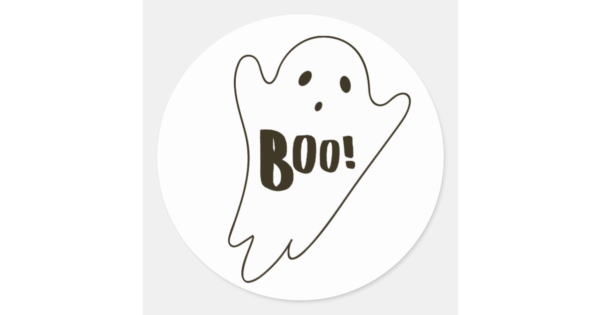 Cute white Halloween ghost says BOO Classic Round Sticker | Zazzle