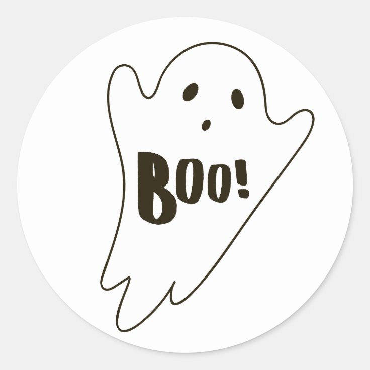 Cute white Halloween ghost says BOO Classic Round Sticker | Zazzle