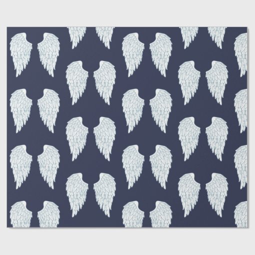Cute White & Navy Angel Wings Wrapping Paper | Zazzle
