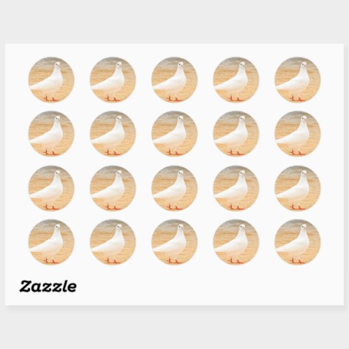 Cute White Pigeon Classic Round Sticker | Zazzle