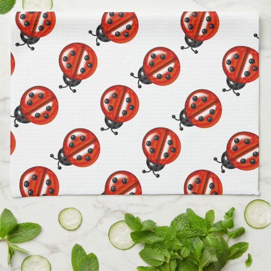 Cute White & Red Ladybug Kitchen Towel | Zazzle.com