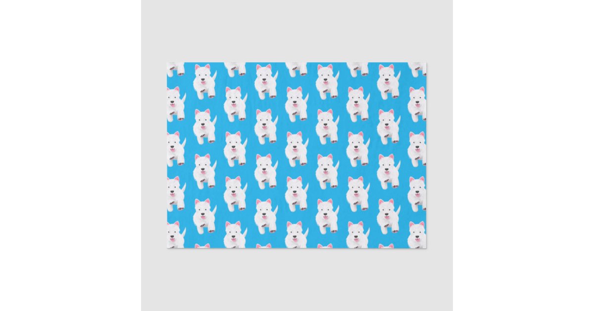 Cute white west highland terrier cartoon tissue paper | Zazzle