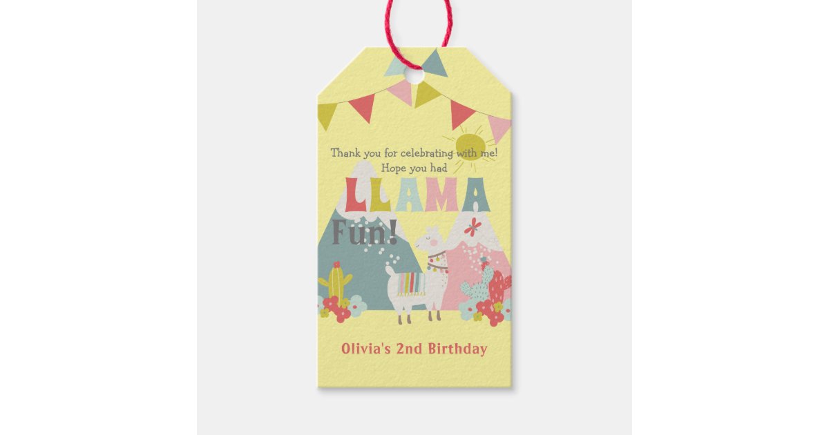 Cute Whole Llama Fun Birthday Thank You Gift Tags | Zazzle