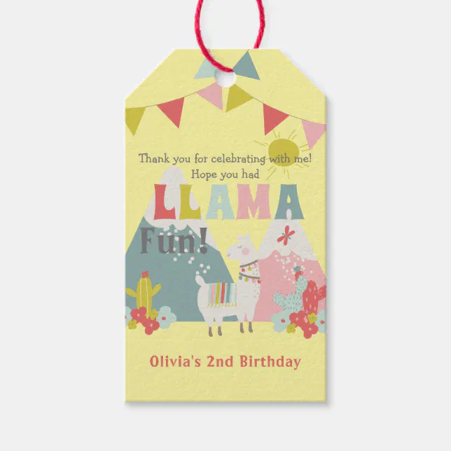Cute Whole Llama Fun Birthday Thank You Gift Tags | Zazzle