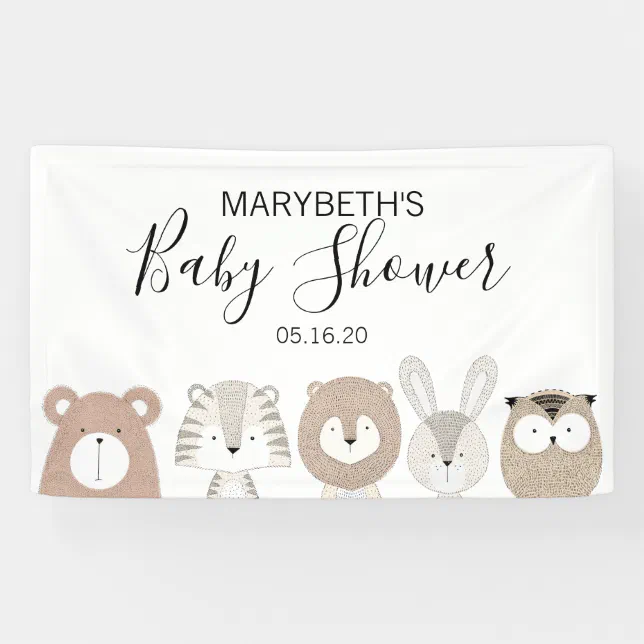 Cute Wild Animals Baby Shower Banner | Zazzle