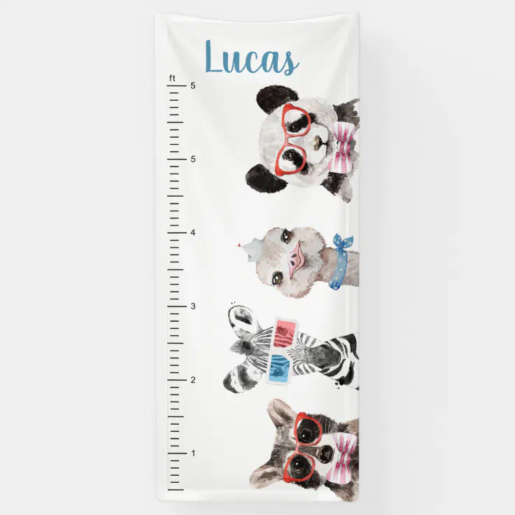 Cute Wild Animals | Vinyl Growth Chart Banner | Zazzle