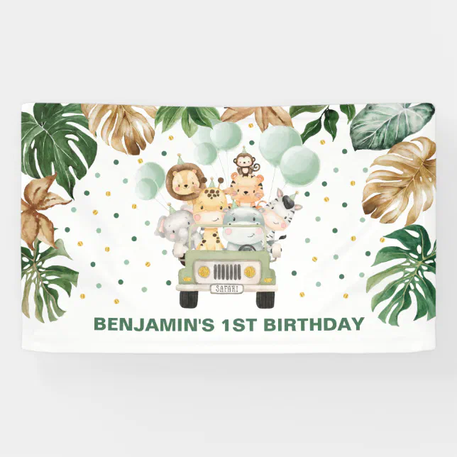 Cute Wild Jungle Safari Animals Birthday Parade Banner | Zazzle