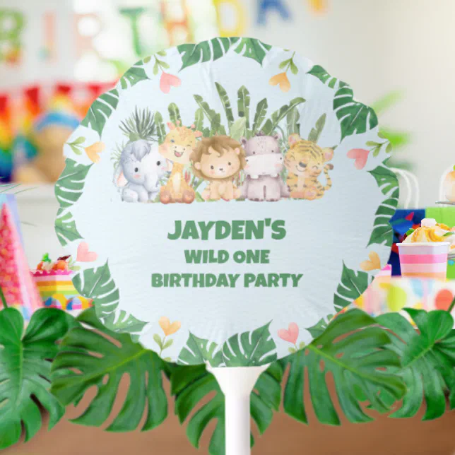 Cute Wild One Jungle Safari Animal Birthday Balloon | Zazzle