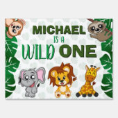 Cute Wild One Jungle Safari Animals First Birthday Sign | Zazzle