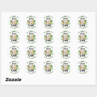 Cute Wild One Safari Animals 1st Birthday Classic Round Sticker | Zazzle
