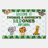 Cute Wild One Safari Jungle Animals 1st Birthday Sign | Zazzle