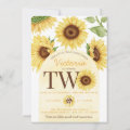 Cute Wild Sunflower turning TWO 2nd Birthday Party Invitation | Zazzle