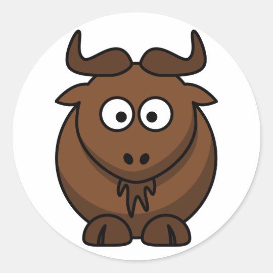 Cute Wildebeest Cartoon Gnu Boy Classic Round Sticker | Zazzle.com