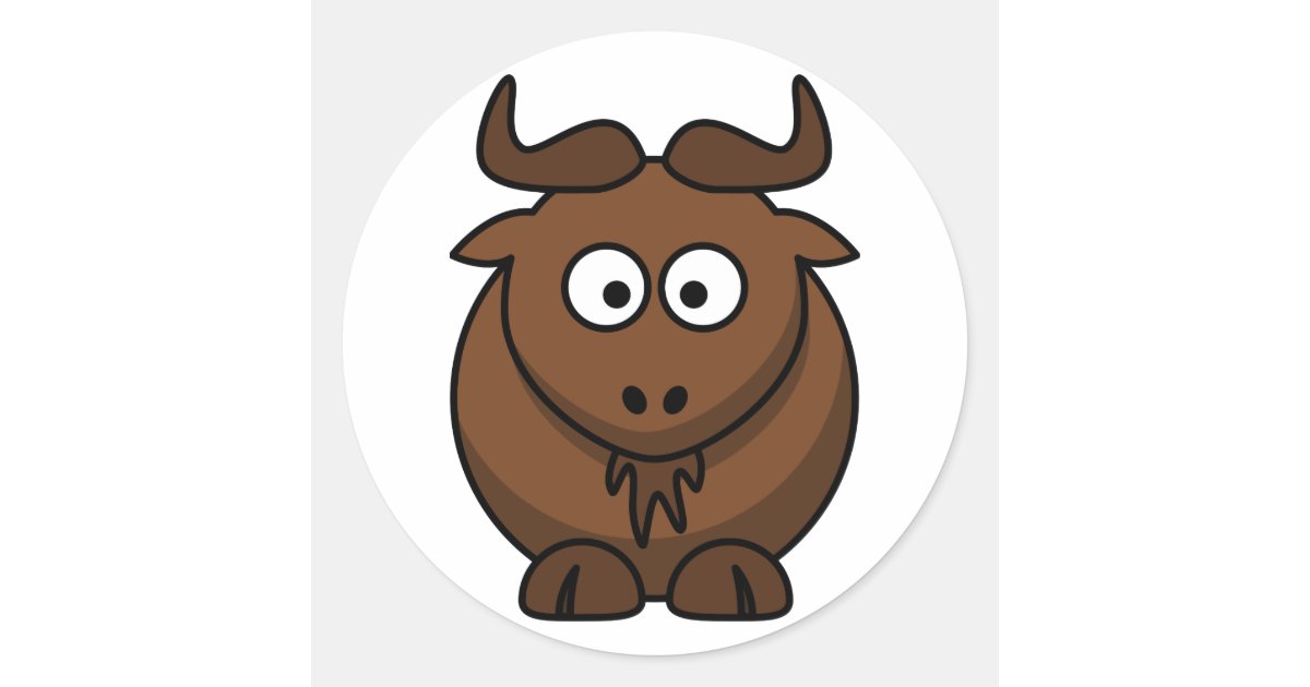 Cute Wildebeest Cartoon Gnu Boy Classic Round Sticker | Zazzle