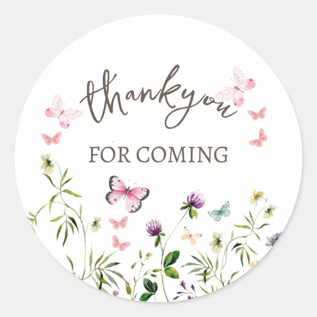 Cute Wildflowers Thank You Classic Round Sticker | Zazzle