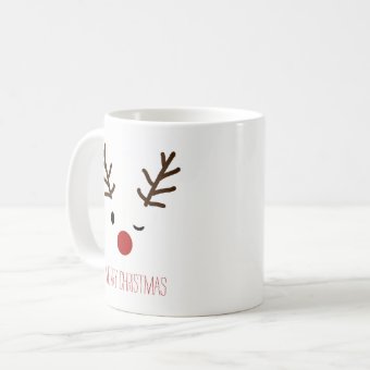 Cute Winking Rudolf Reindeer Christmas Coffee Coffee Mug | Zazzle