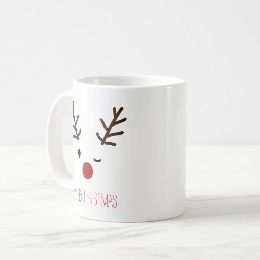 Cute Winking Rudolf Reindeer Christmas Coffee Coffee Mug | Zazzle