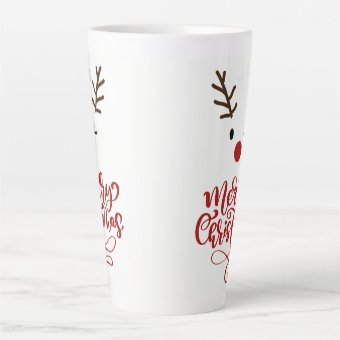 Cute Winking Rudolf Reindeer Christmas Coffee Latte Mug | Zazzle