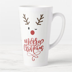 Cute Winking Rudolf Reindeer Christmas Coffee Latte Mug | Zazzle