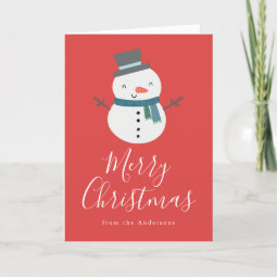 Cute Winter Friends Snowman Non-Photo Holiday Card | Zazzle