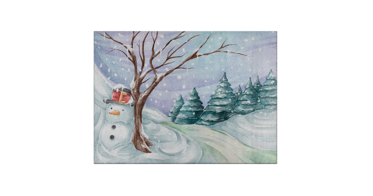 Cute Winter Holiday Snowman | Christmas Cutting Board | Zazzle