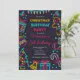 Cute Winter Neon Christmas Birthday Party Invitation | Zazzle