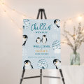 Cute winter penguin igloos welcome baby shower foam board | Zazzle
