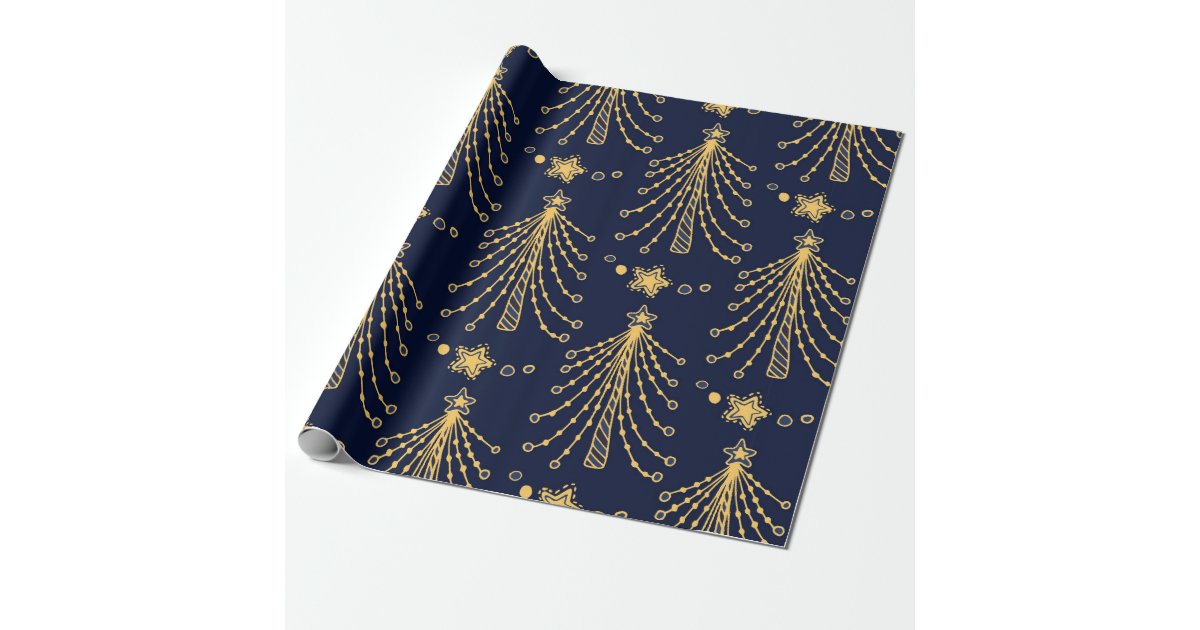 Cute Winter Scene/Navy Christmas Wrapping Paper | Zazzle