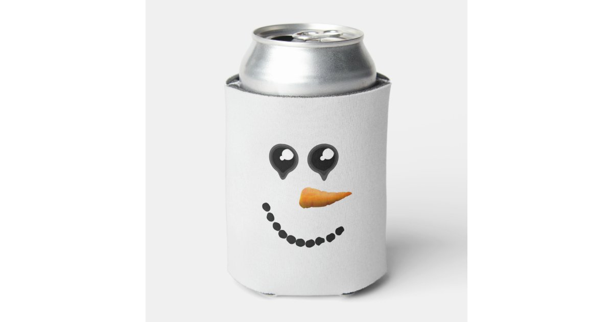 Cute Winter Snowman Face Can Cooler | Zazzle