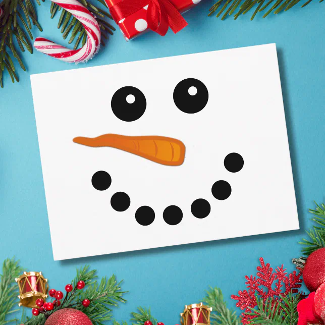 Cute Winter Snowman Face Festive Holidays Cartoon Postcard | Zazzle