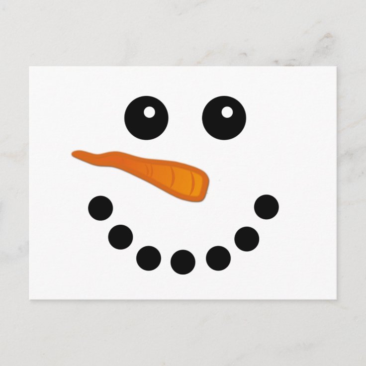 Cute Winter Snowman Face Festive Holidays Cartoon Postcard | Zazzle
