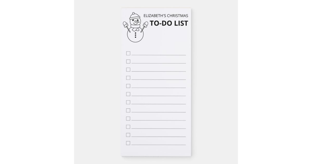 Cute Winter Snowman Line Art - To-Do List Magnetic Notepad | Zazzle