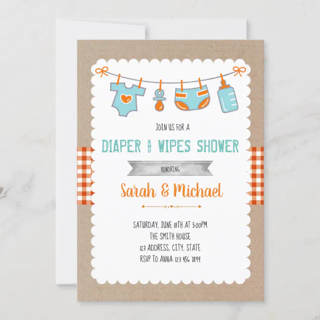 Cute wipe diaper party invitation | Zazzle