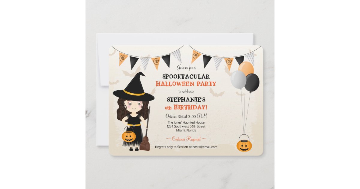 Cute Witch Halloween Party Invitation | Zazzle
