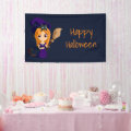 Cute Witch in Purple Hat Happy Halloween Banner | Zazzle