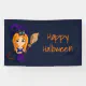 Cute Witch in Purple Hat Happy Halloween Banner | Zazzle