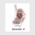 Cute Woman backpack Custom Cut Personalized Vinyl Sticker | Zazzle