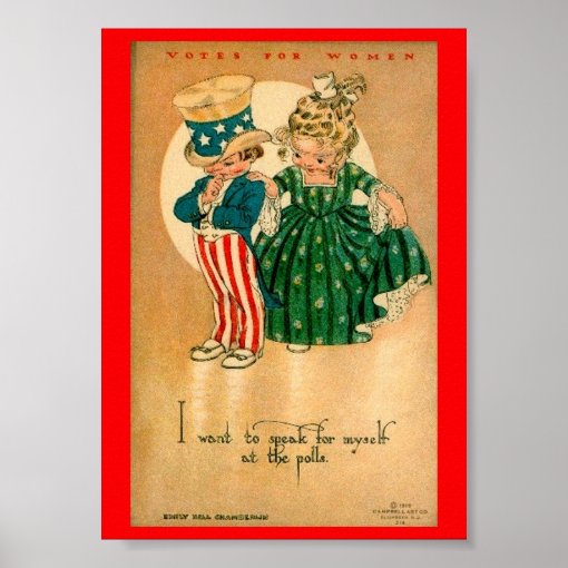 Cute Women's Voting Rights Suffrage Illustration Poster | Zazzle