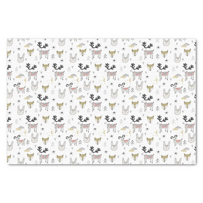 Cute Woodland Animal Doodle Pattern Tissue Paper | Zazzle.com
