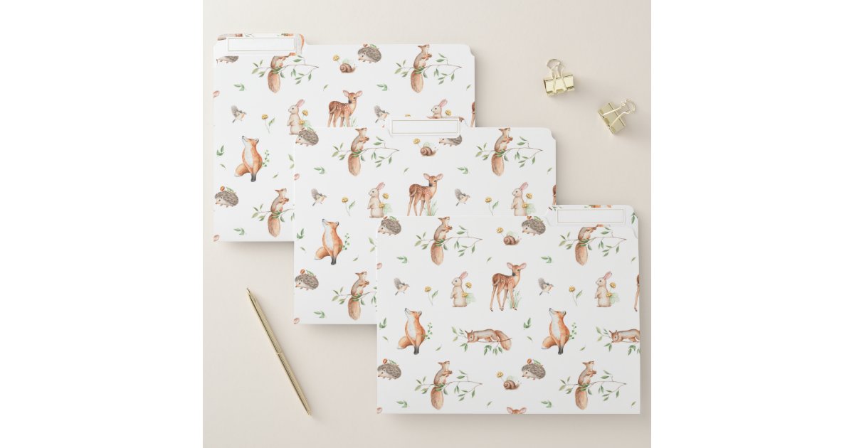 Cute Woodland Animal Friends Pattern File Folder | Zazzle