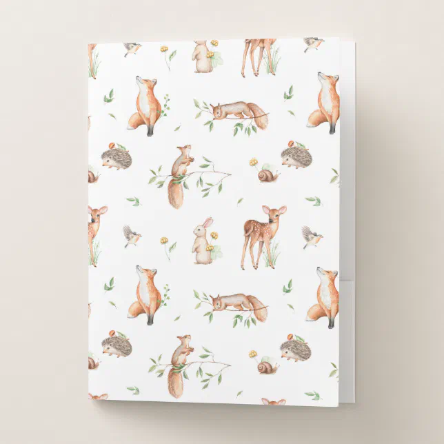 Cute Woodland Animal Friends Pattern Pocket Folder | Zazzle