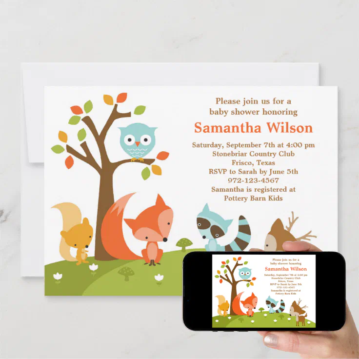 Cute Woodland Animal Invitation | Zazzle