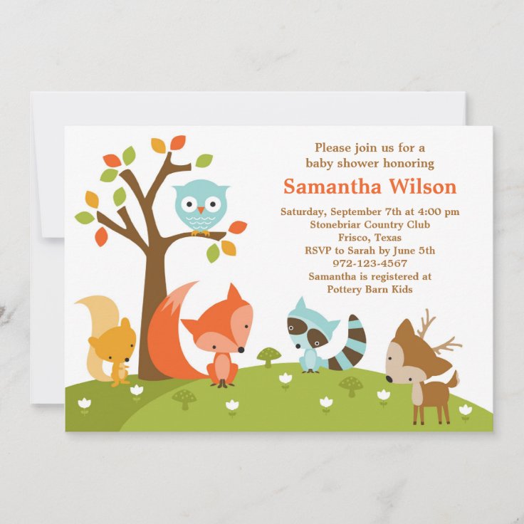 Cute Woodland Animal Invitation | Zazzle