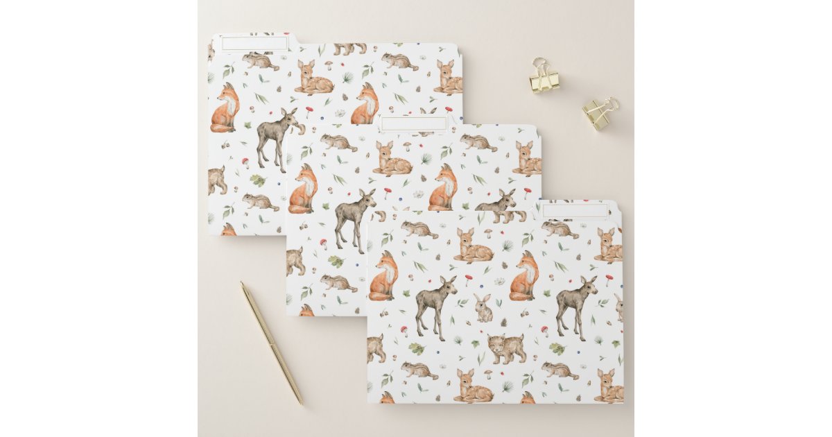 Cute Woodland Animal Pattern File Folder | Zazzle