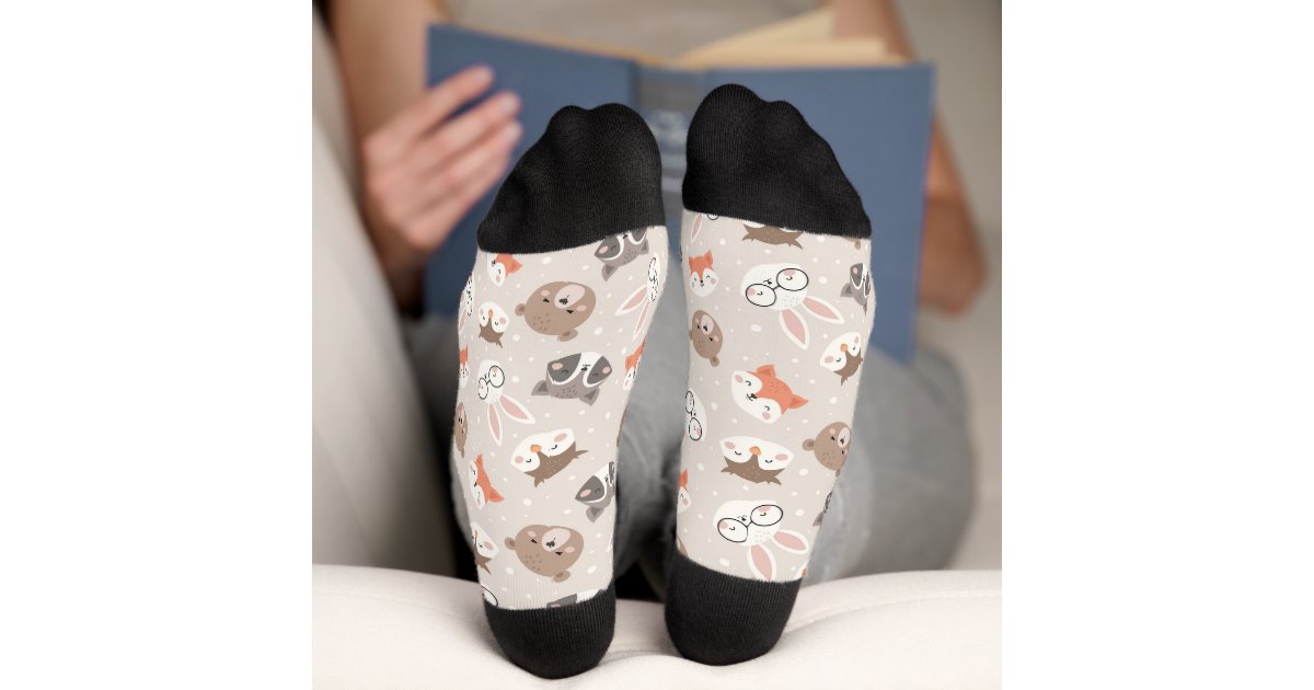 Cute Woodland Animal Pattern Socks | Zazzle