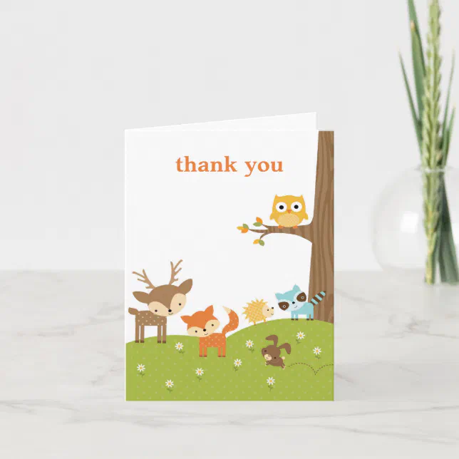 Cute Woodland Animal Thank You Cards | Zazzle