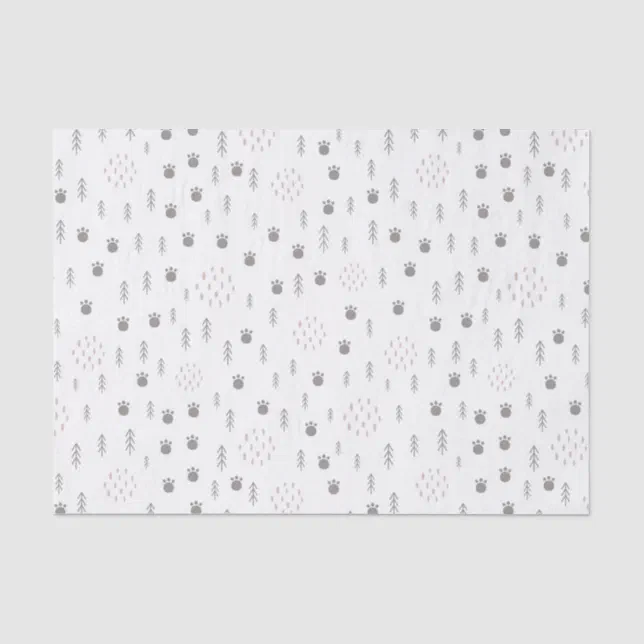 Cute Woodland Animal Track Pattern Tissue Paper | Zazzle