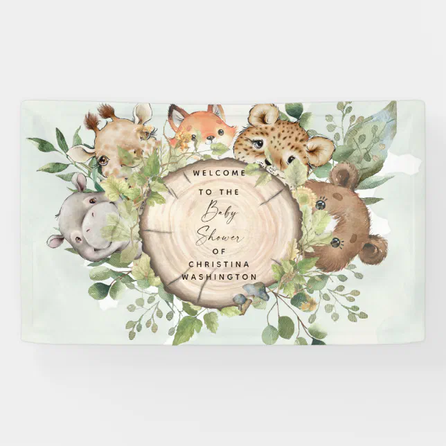 Cute Woodland Animals Baby Shower Banner | Zazzle