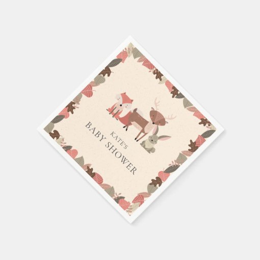 Cute Woodland Animals Baby Shower / Sprinkle Napkins | Zazzle