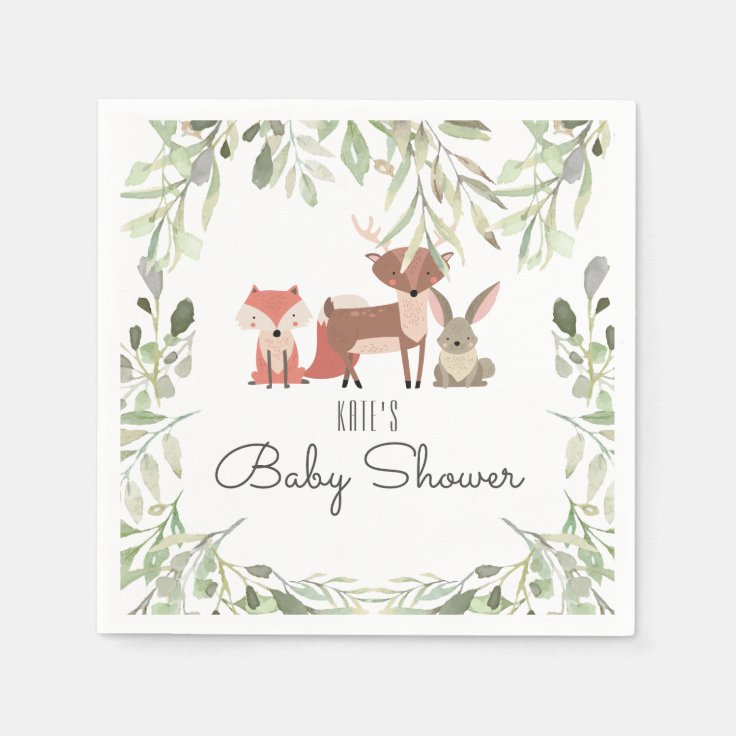 Cute Woodland Animals Baby Shower / Sprinkle Napkins | Zazzle